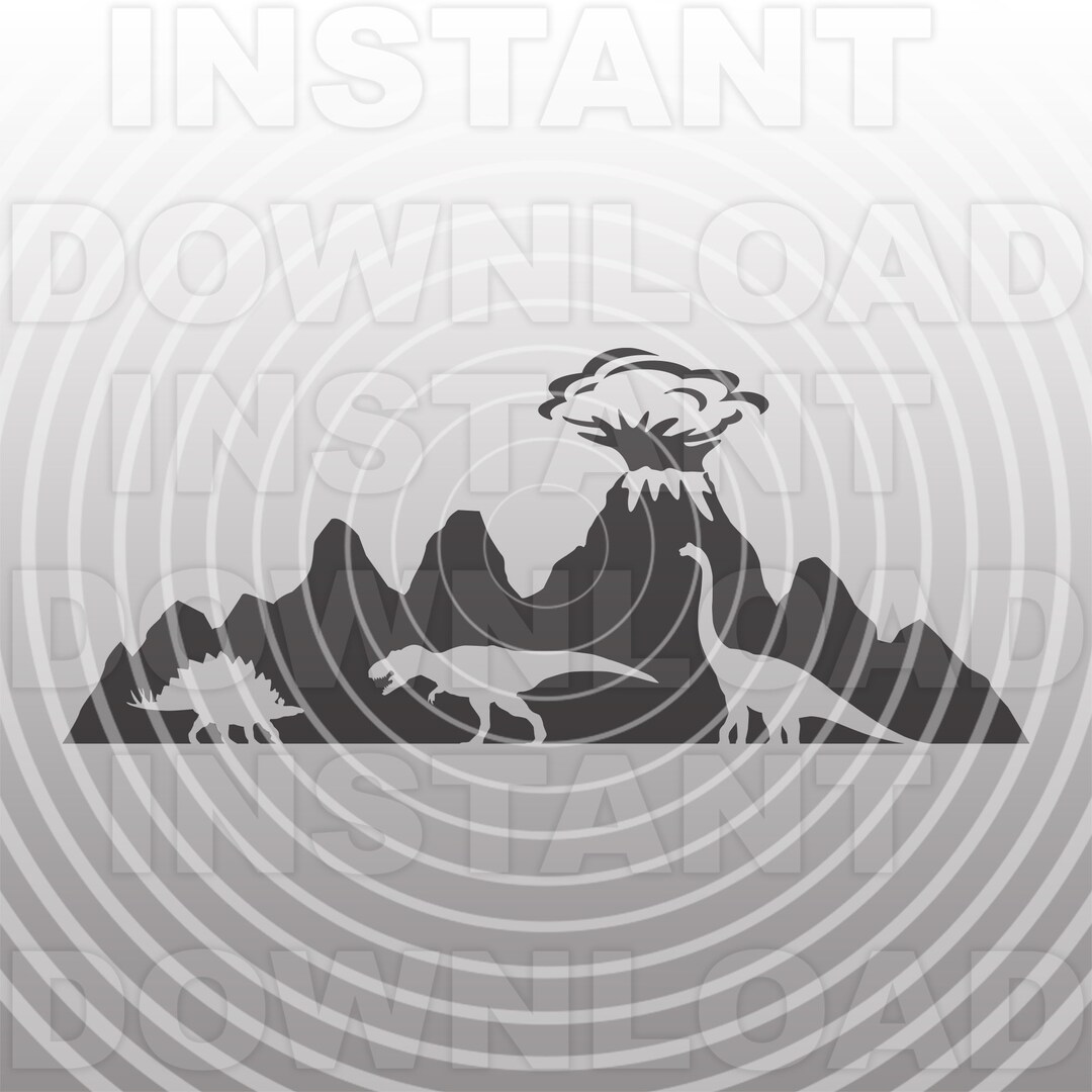 T-rex Dinosaur Volcano Scene SVG File, -vector Clip Art for Commercial ...