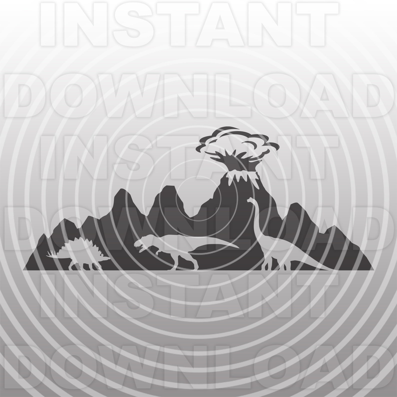 T-Rex Dinosaur Volcano Scene SVG File Vector Clip Art for | Etsy