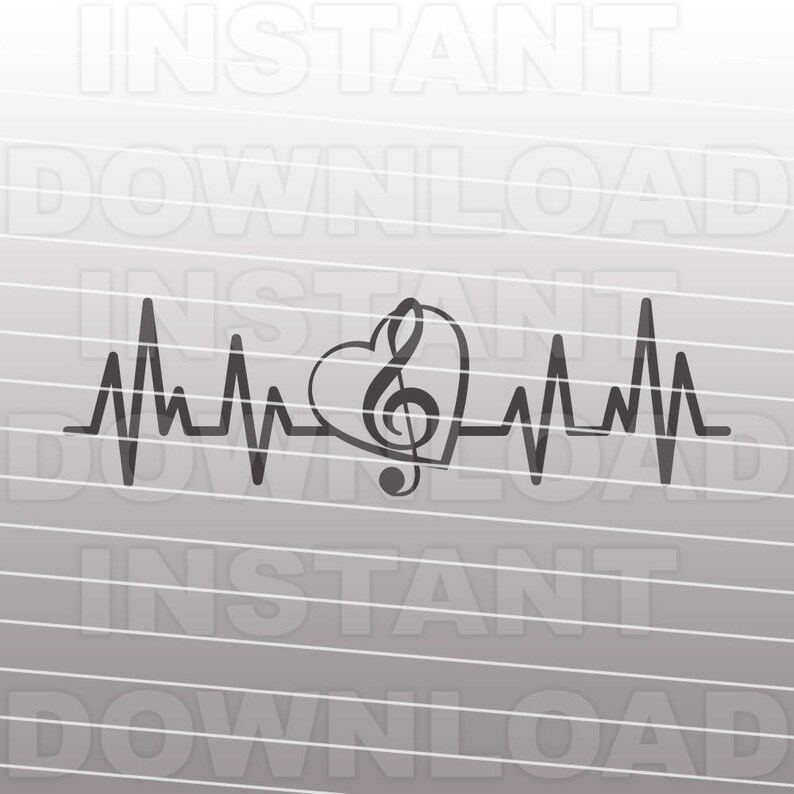 Treble Clef Heart Music Note Heartbeat EKG Pulse SVG File -commercial ...