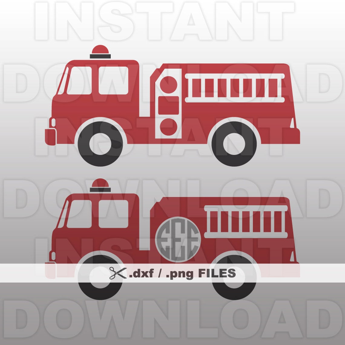 Fire Truck DXF File Fire Engine PNG File Commercial & | Etsy