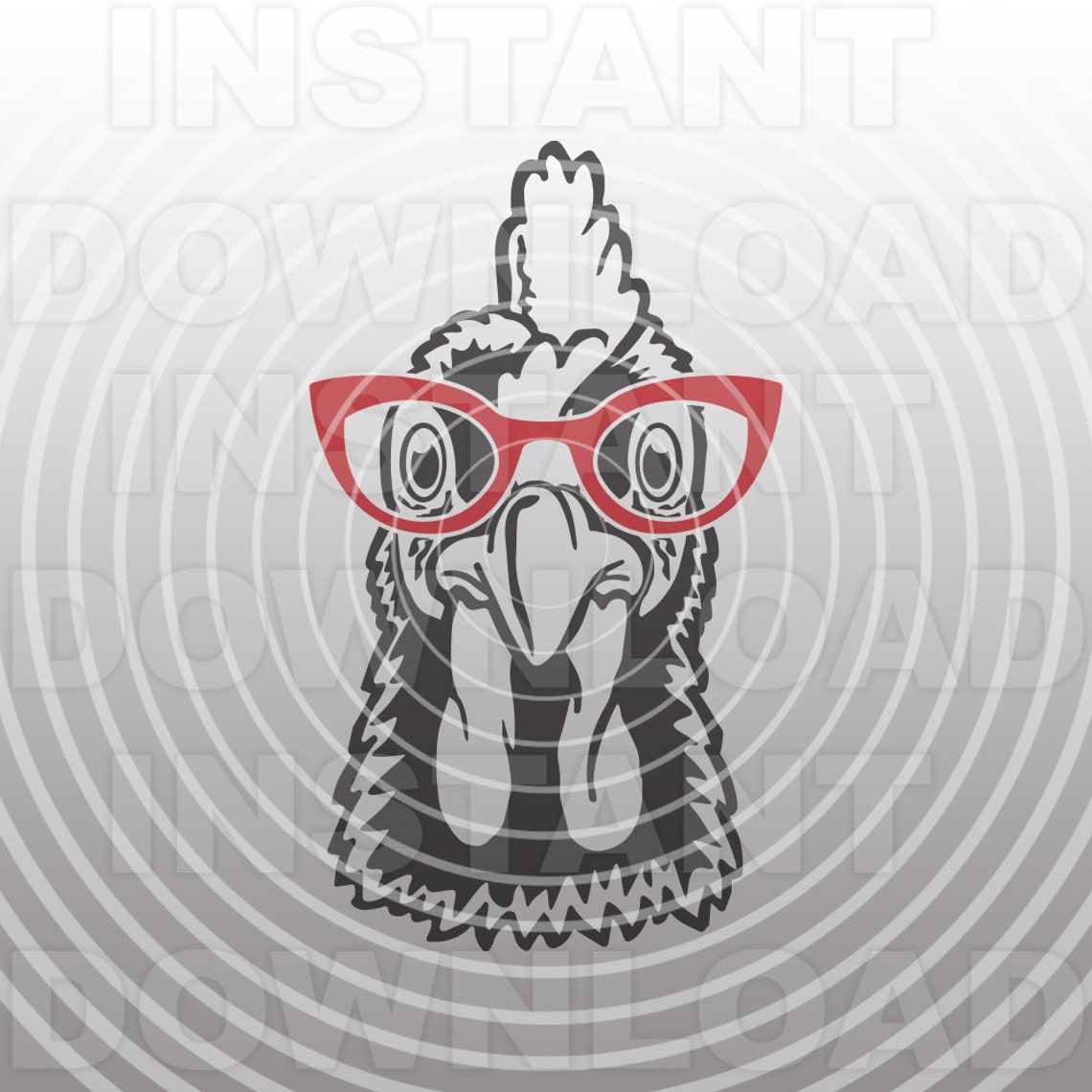 Chicken SVG File,chicken With Glasses Svg,farm Svg -vector Art ...