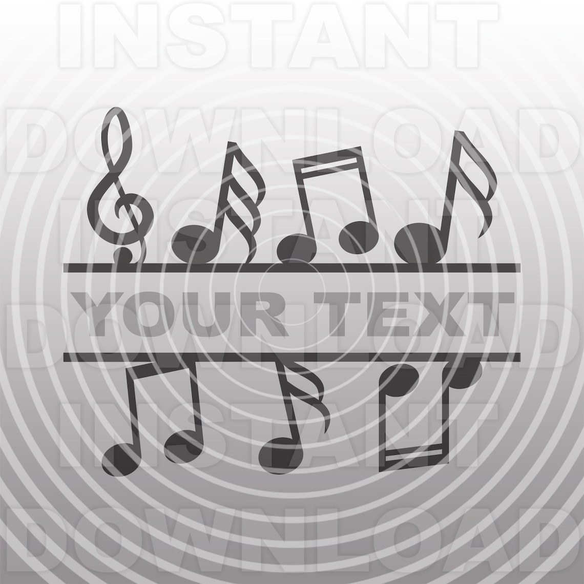 Music Notes Split Monogram SVG File vector Clip Art for - Etsy