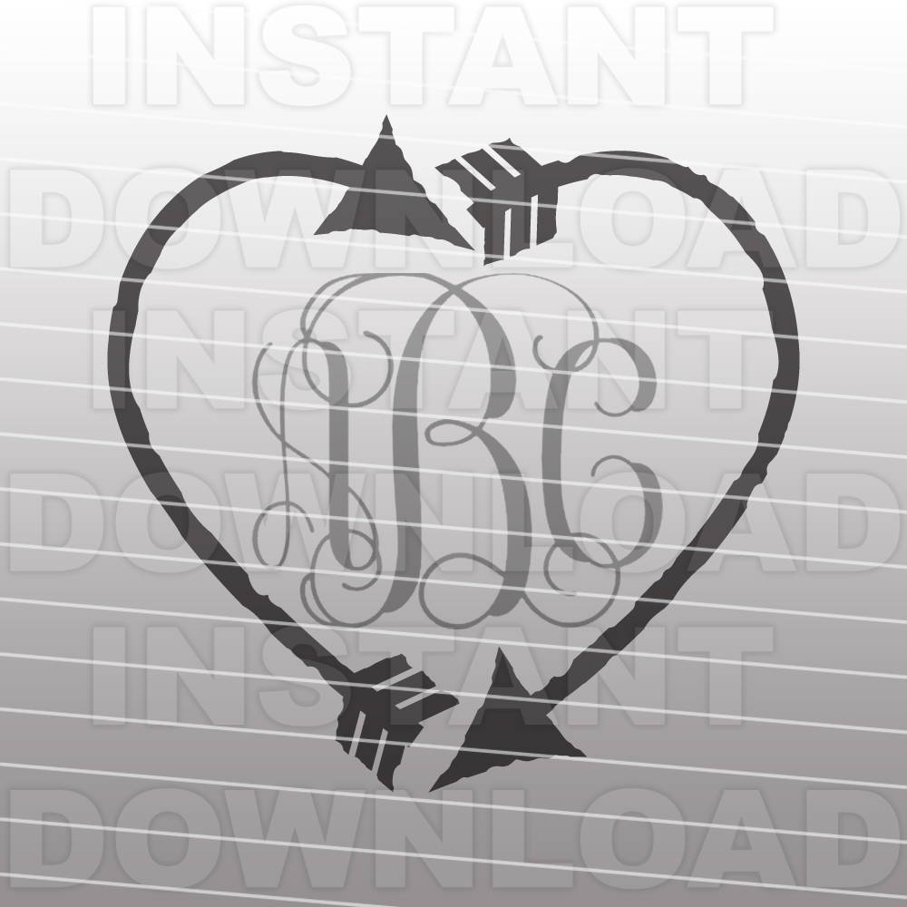 Arrow Tribal SVG File - Arrow Heart Monogram Frame SVG File -commercial ...
