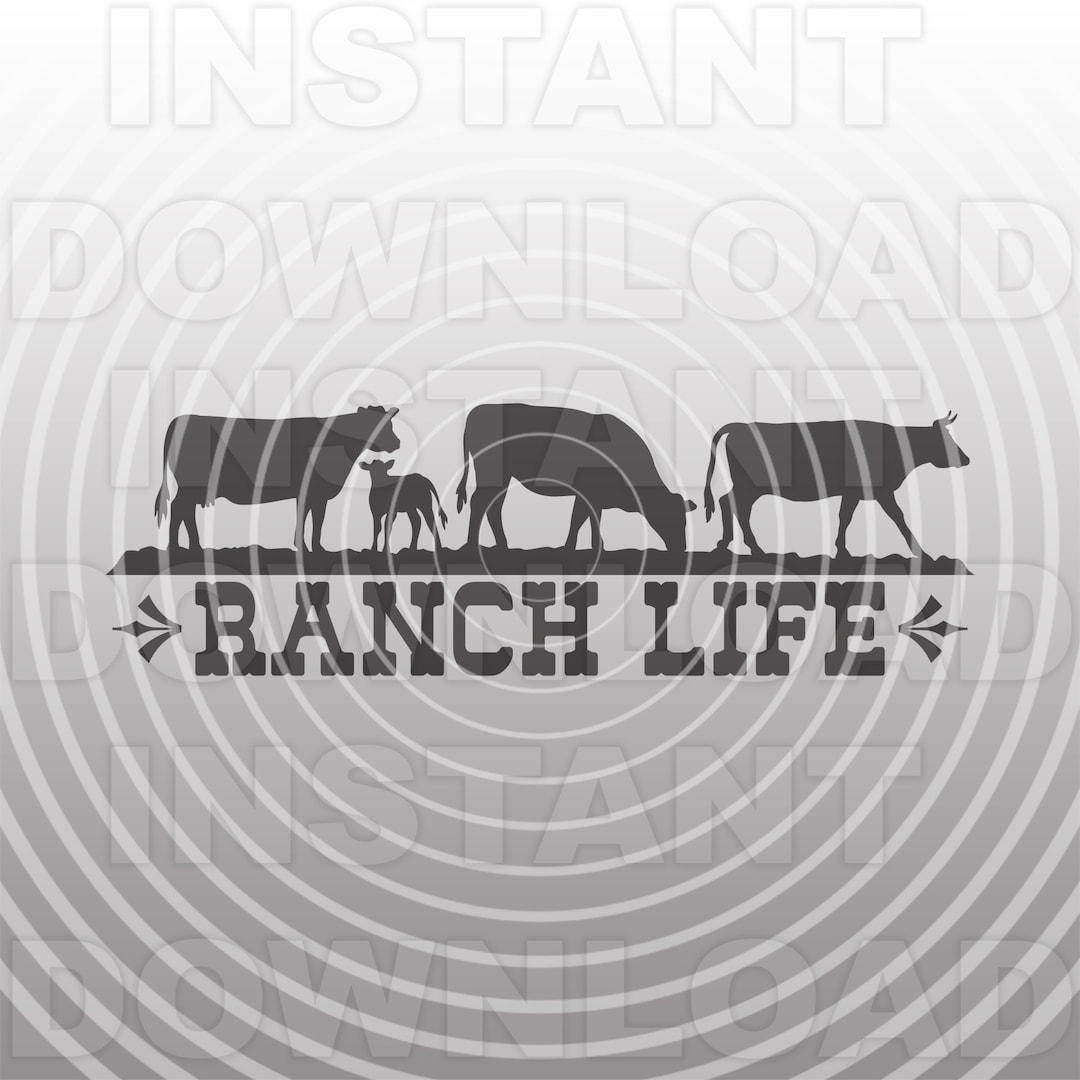 Ranch Life Livestock Cattle Ranching Scene SVG File -vector Clipart ...