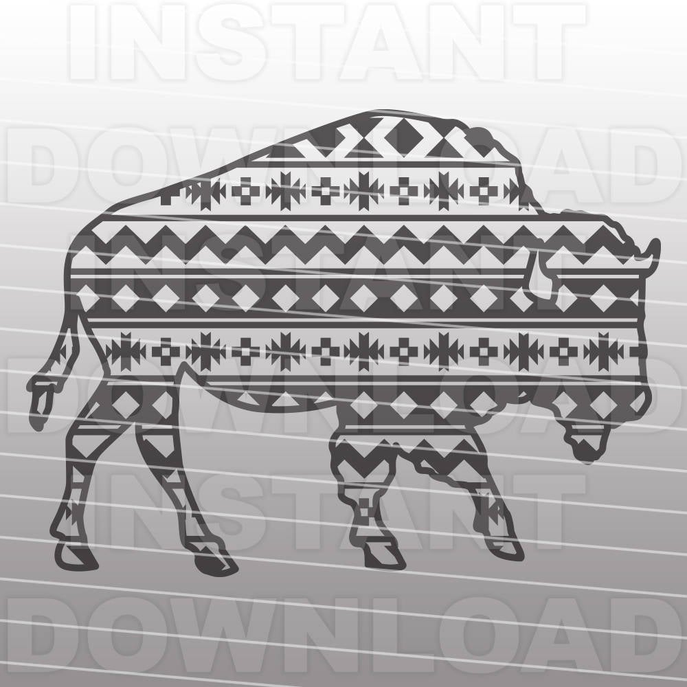 Buffalo SVG Fileaztec Buffalo Svgcowboy SVG File-cutting - Etsy