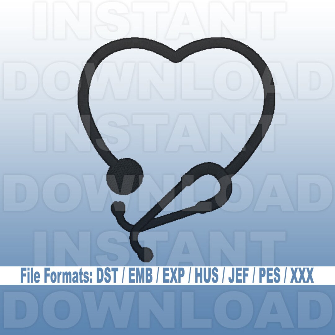 Nursing Nurse Stethoscope Heart Machine Embroidery Design Download ...
