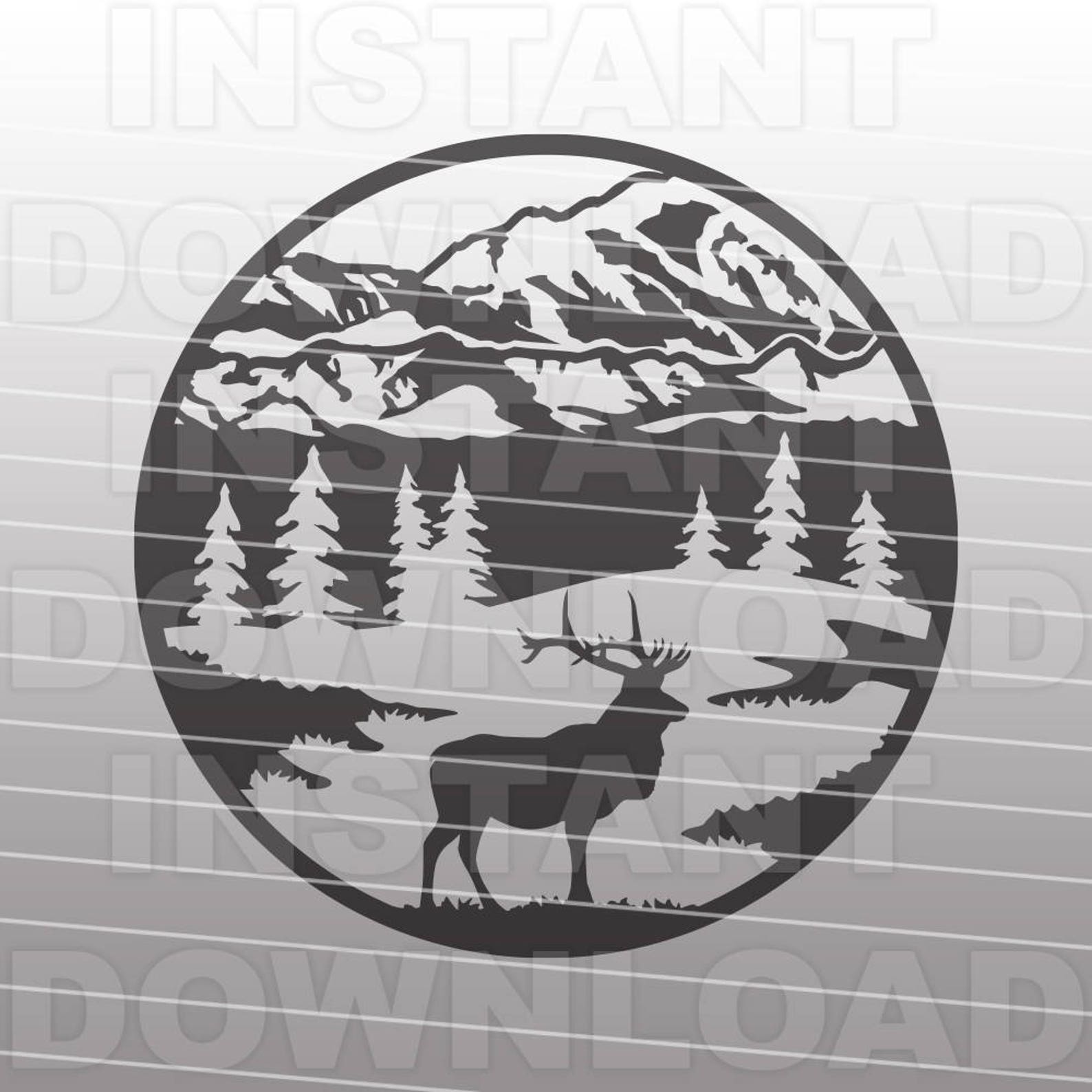 Rustic Mountain Elk Hunting SVG Fileelk Hunter Svg | Etsy