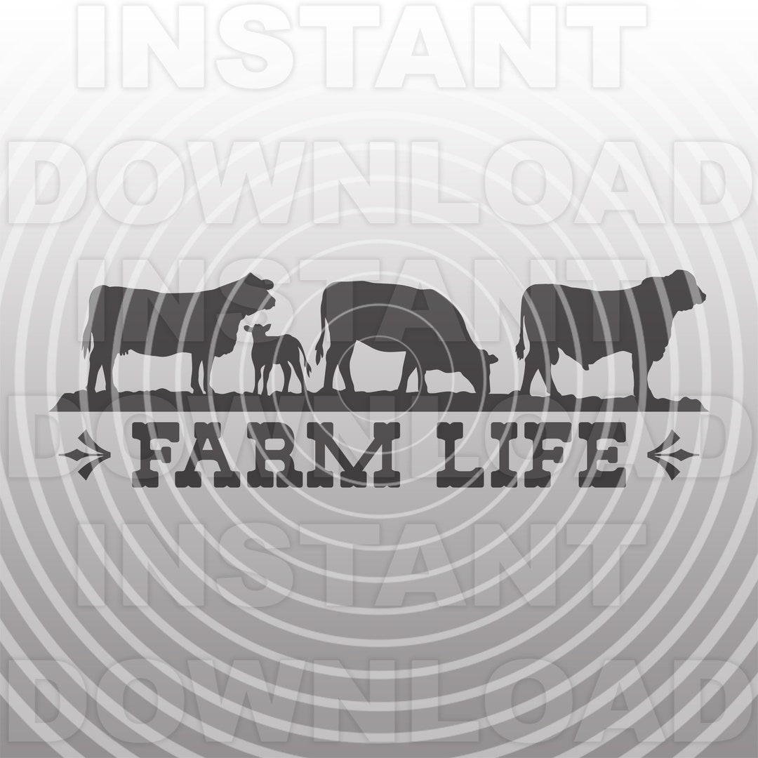 Farm Life Scene With Brangus Show Cattle SVG File -vector Clipart ...