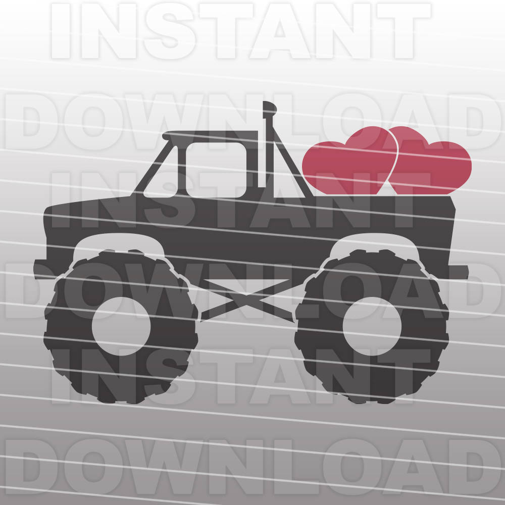 Valentines Monster Truck SVG Filevalentines Svgcutting - Etsy