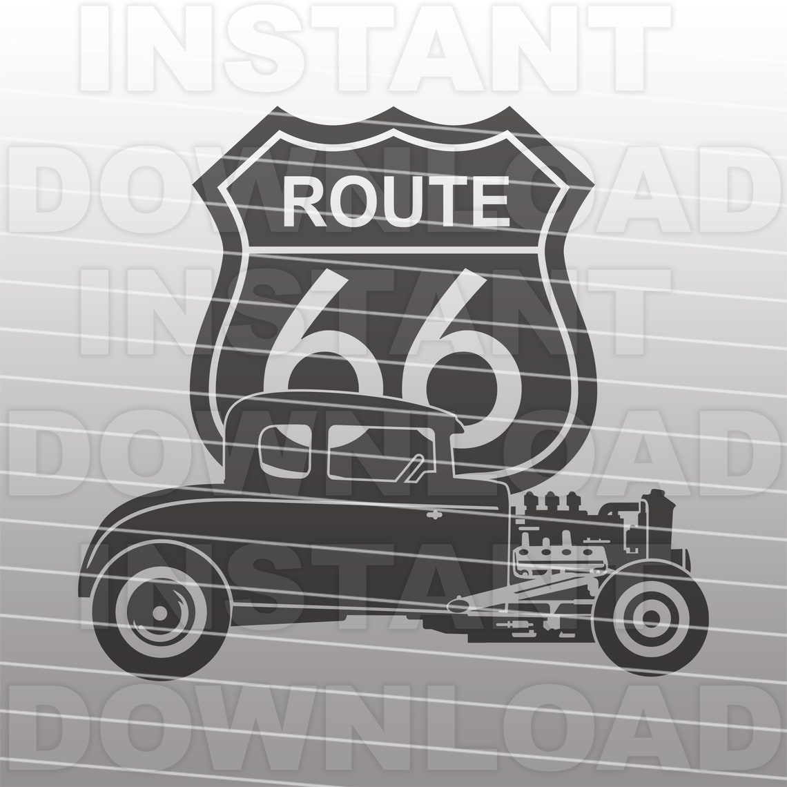 Hot Rod Route 66 Highway SVG Fileclassic Car Svgretro | Etsy