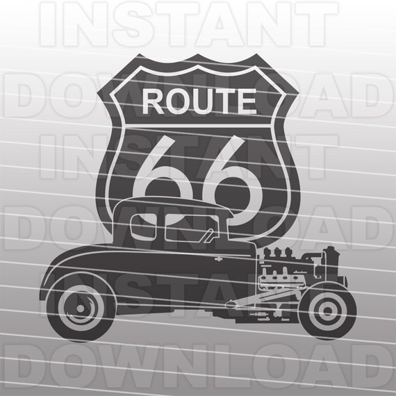 Hot Rod Route 66 Highway SVG Fileclassic Car Svgretro | Etsy