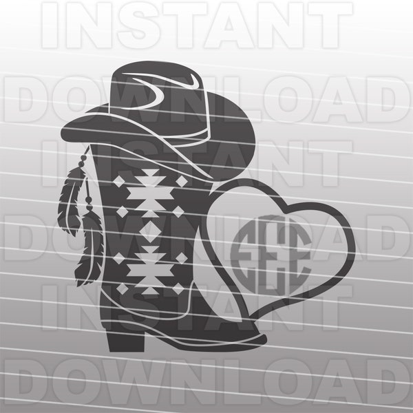Boot Monogram Svg - Etsy