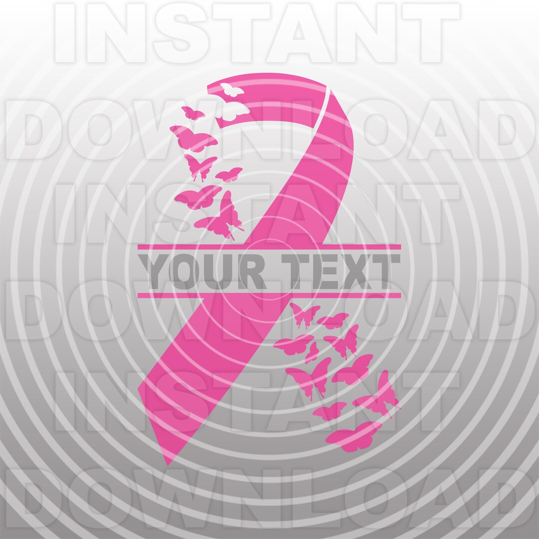 Butterflies Cancer Ribbon Split Monogram SVG File,cancer Memorial ...