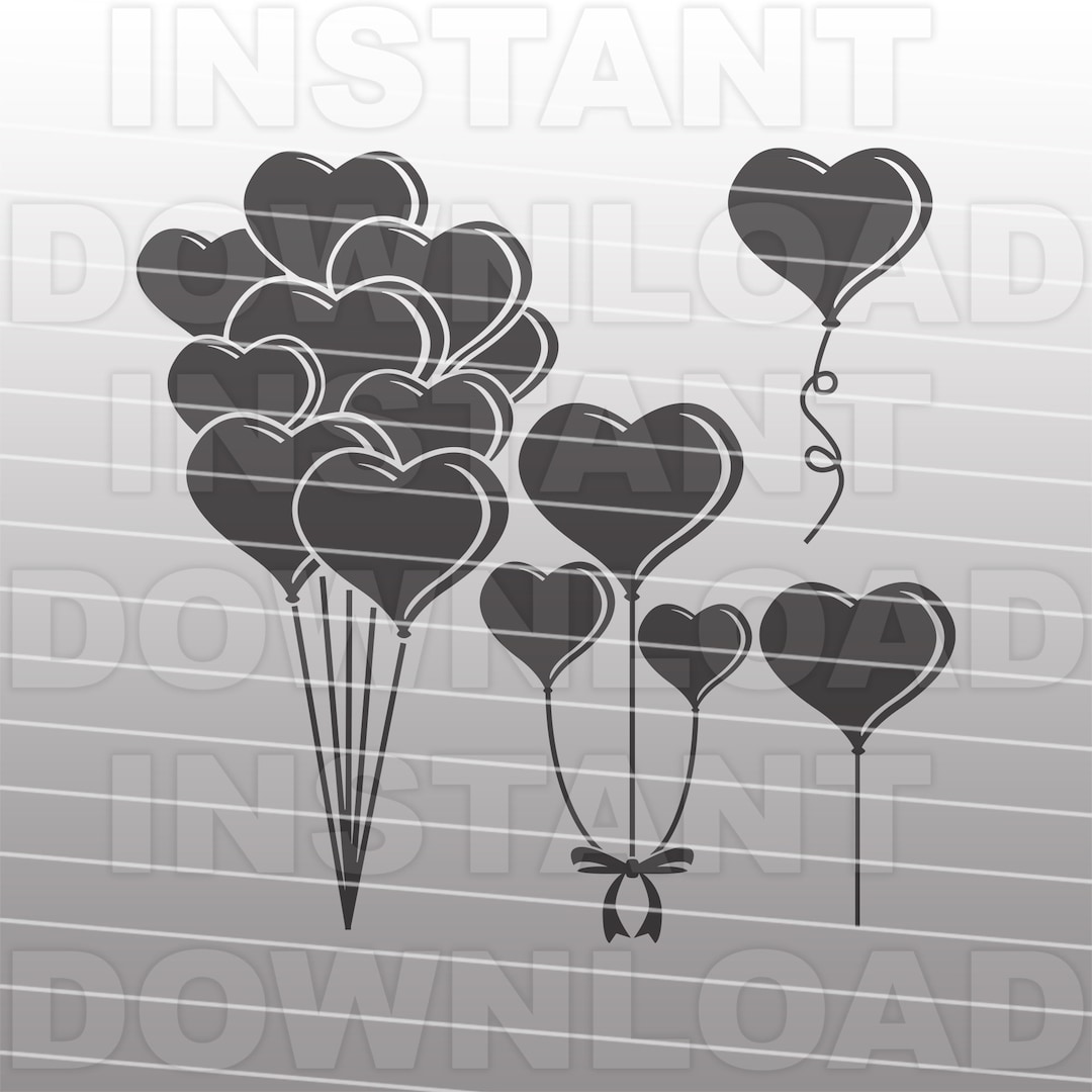 Birthday Heart Shaped Balloons SVG File,party Balloons SVG -vector Art ...