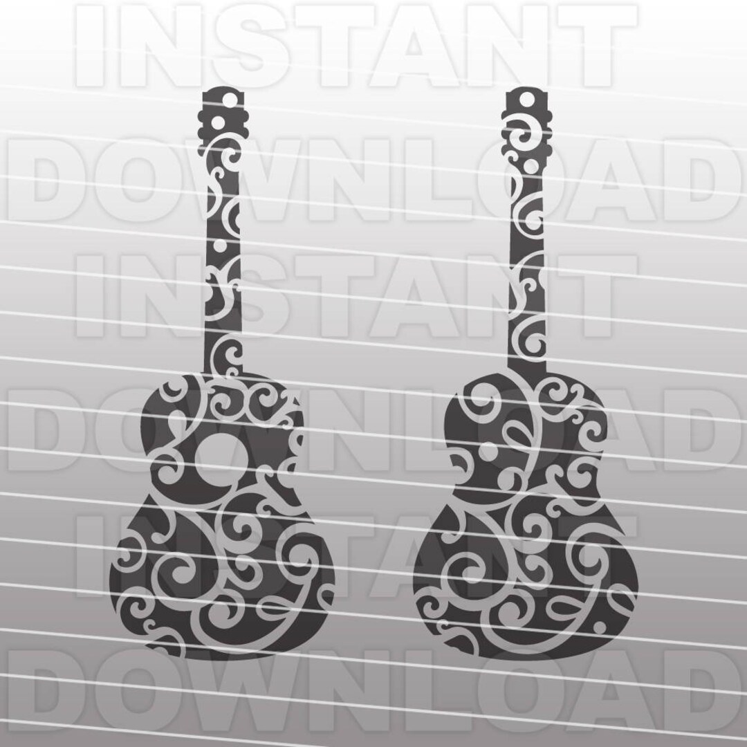Guitar With Filigree SVG File,music SVG File,acoustic Guitar SVG File ...