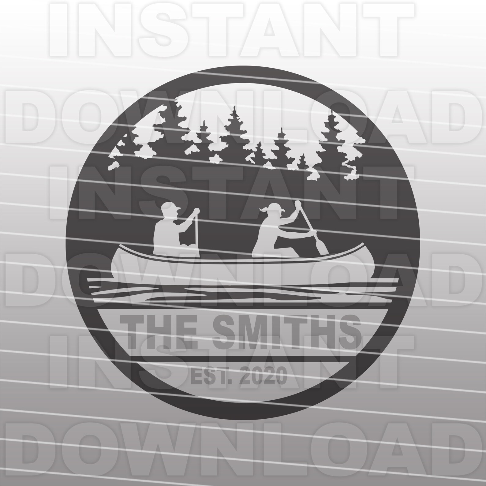 Male and Female Tandem Canoe Name Plate SVG File,beach Monogram SVG ...