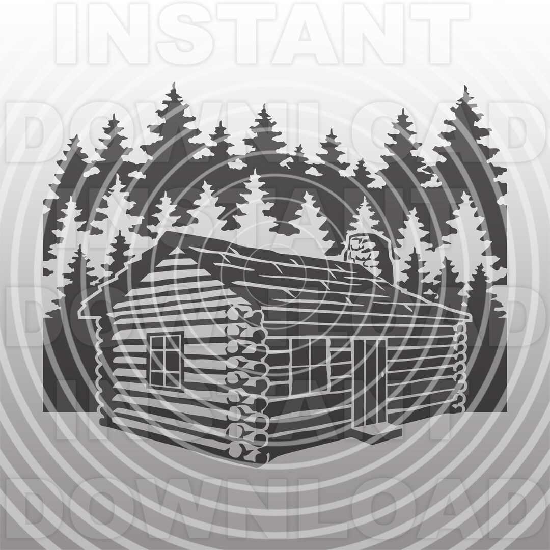 Rustic Log Cabin SVG File,log Cabin in Pine Tree Forest Svg,hunting ...