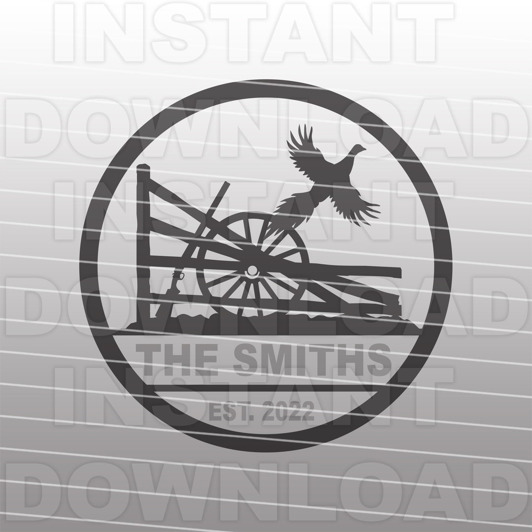 Pheasant Hunter Scene With Wagon Wheel and Shotgun SVG File,mailbox ...