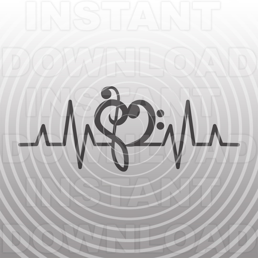 Heartbeat Pulse Music Notes Heart SVG File,marching Band SVG -vector ...