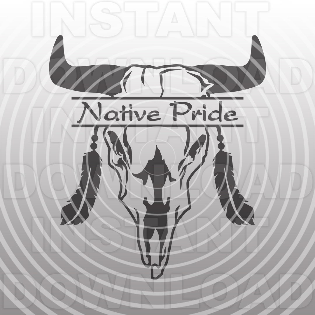 Native American Pride SVG File,cow Skull With Feathers SVG -vector Art ...