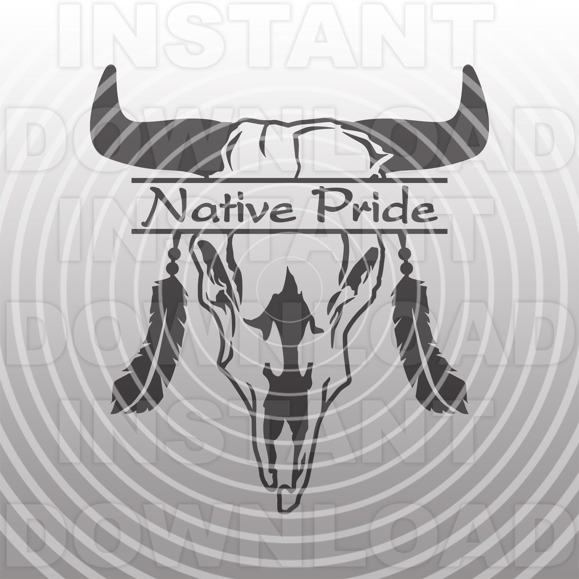 Native American Pride SVG File,cow Skull With Feathers SVG -vector Art ...