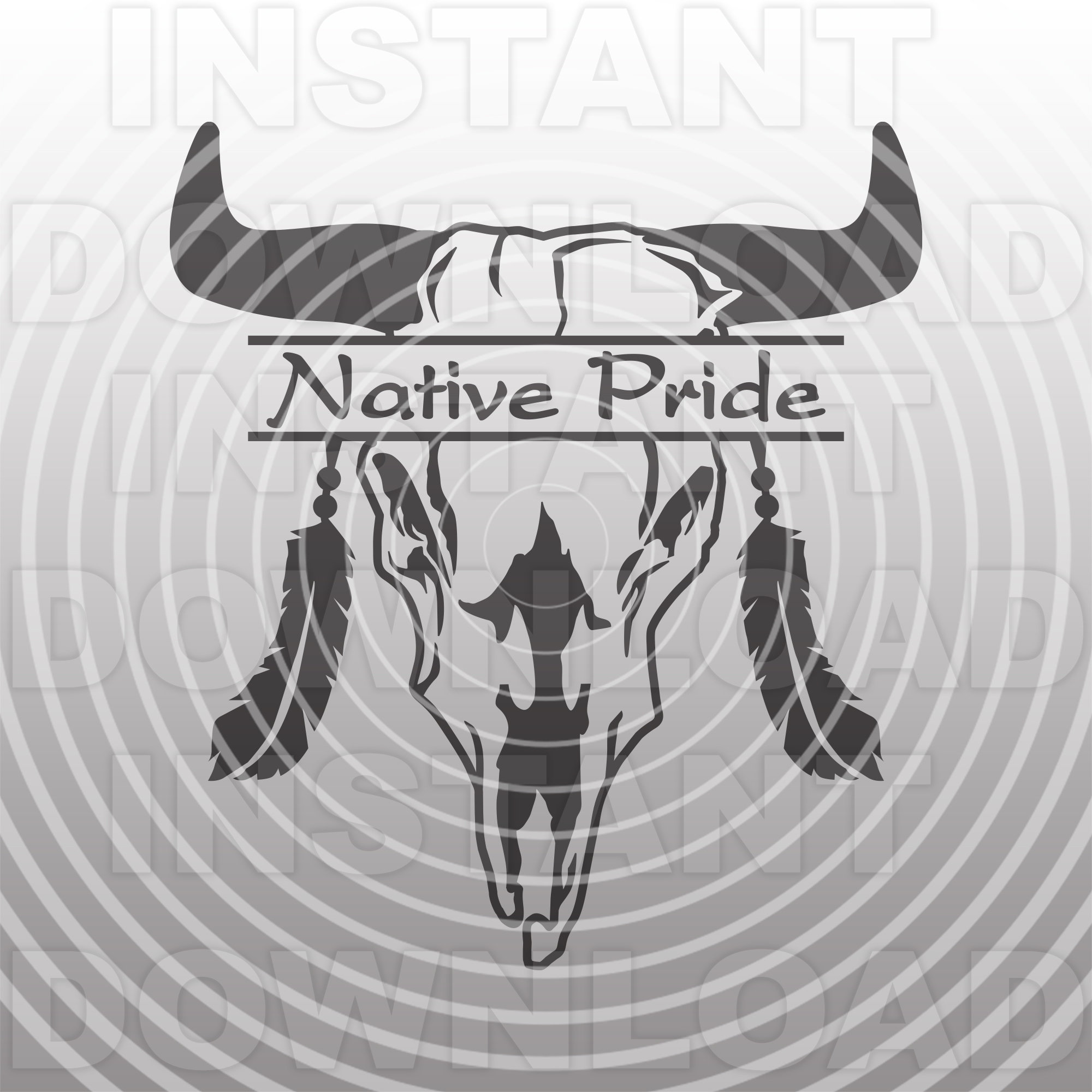 Native American Pride SVG FileCow Skull With Feathers SVG | Etsy