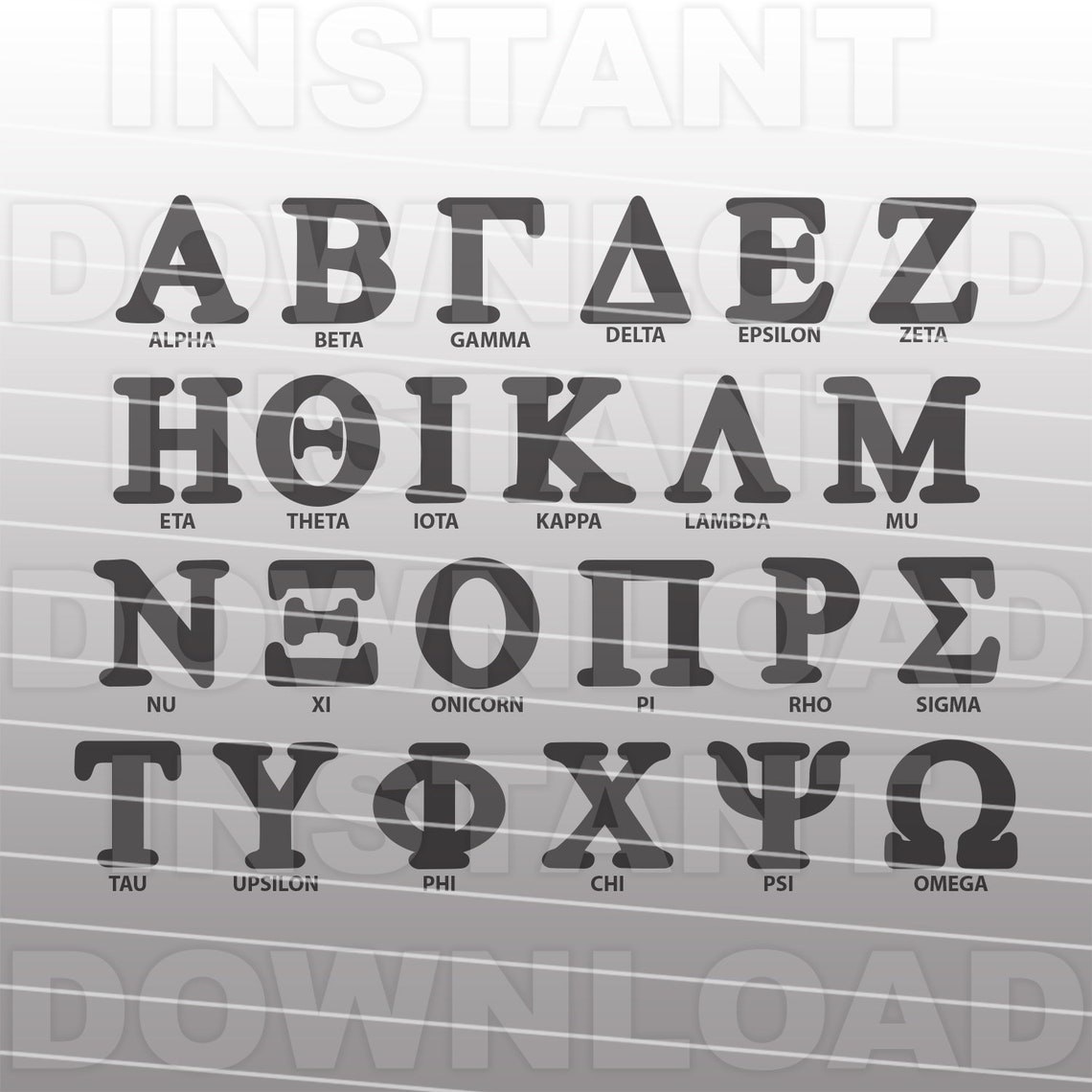 Greek Fraternity Sorority College University Alphabet Letters SVG File ...
