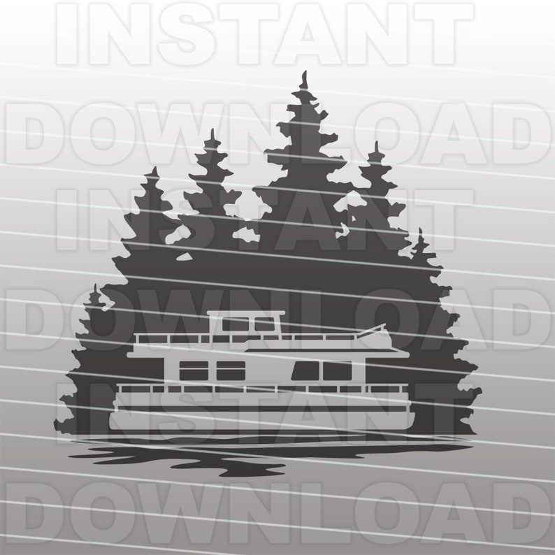 Houseboat Scene SVG File,houseboating Svg,houseboat SVG Design -vector ...