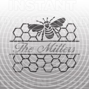 Queen Bee Split Monogram SVG Filehoney Bee Svghoneycomb - Etsy