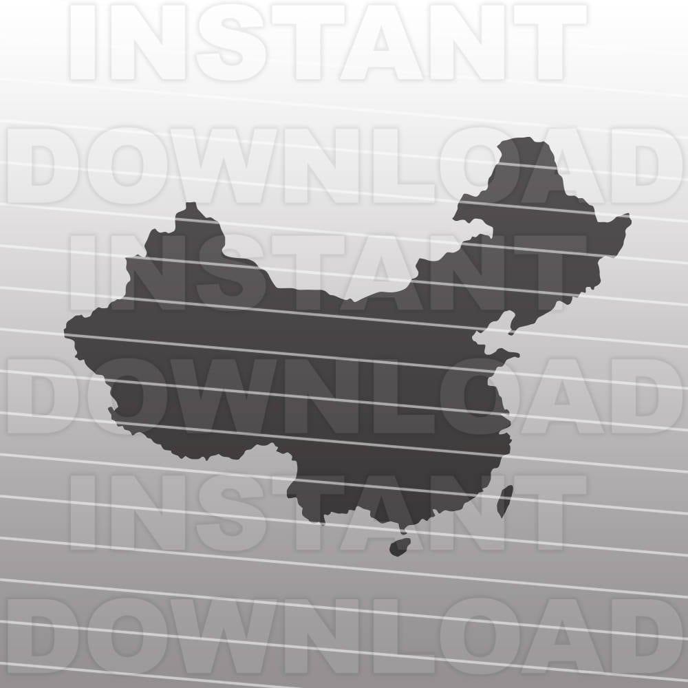 China SVG File China Map Outline SVG Vector Clip Art for | Etsy