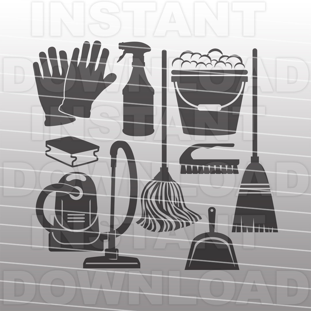 Household Cleaning Supplies SVG Bundle,housecleaning Svg,janitorial SVG ...