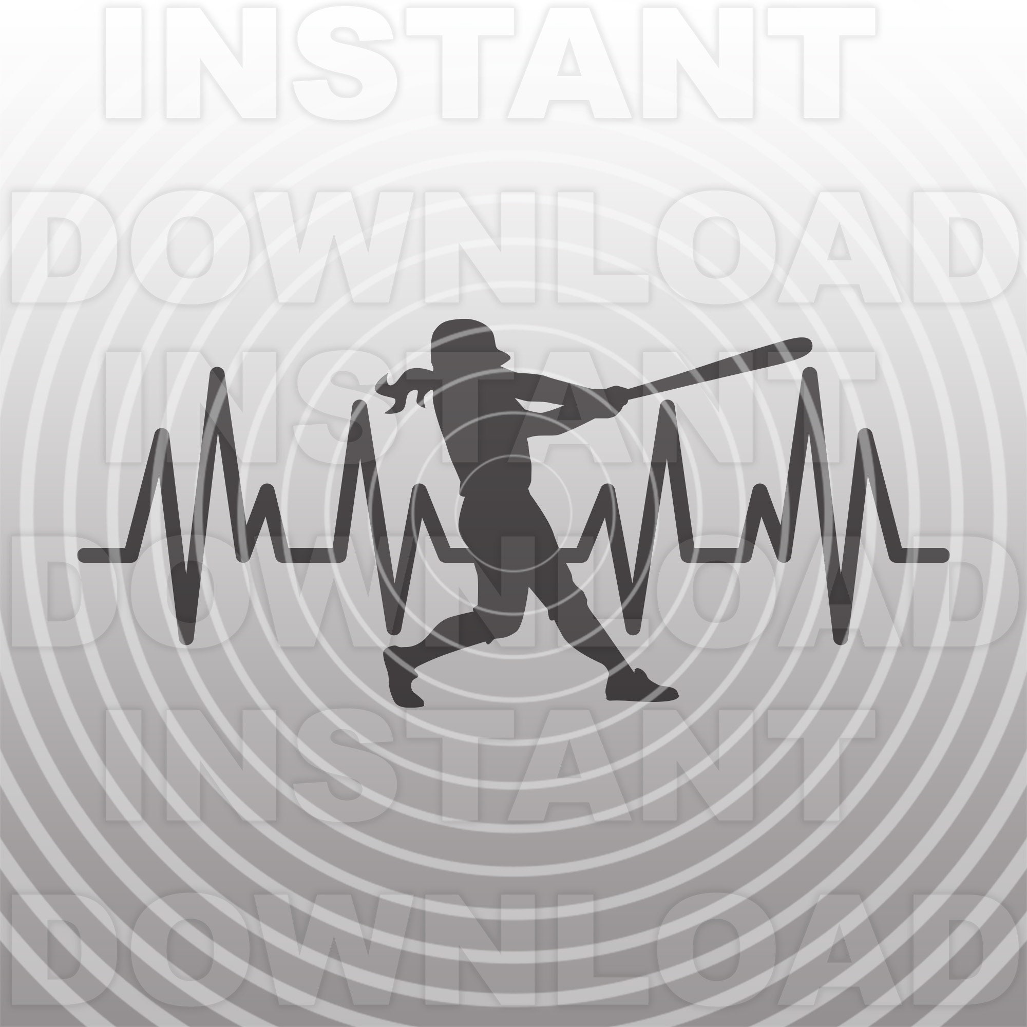 Craft Supplies & Tools Softball Pitcher Heartbeat SVG File,Softball EKG ...