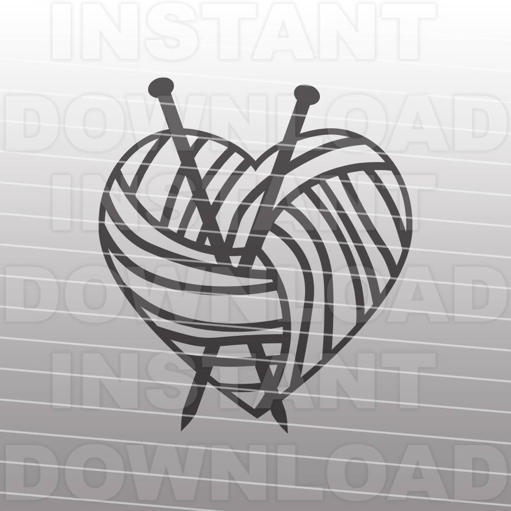 Knitter Svg Fileknitting Heart Svgknitting Needles Svg Etsy