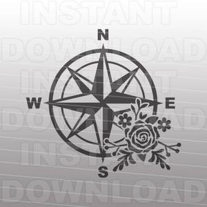 Floral Compass Rose SVG File,travel Adventure SVG File -vector Art for ...