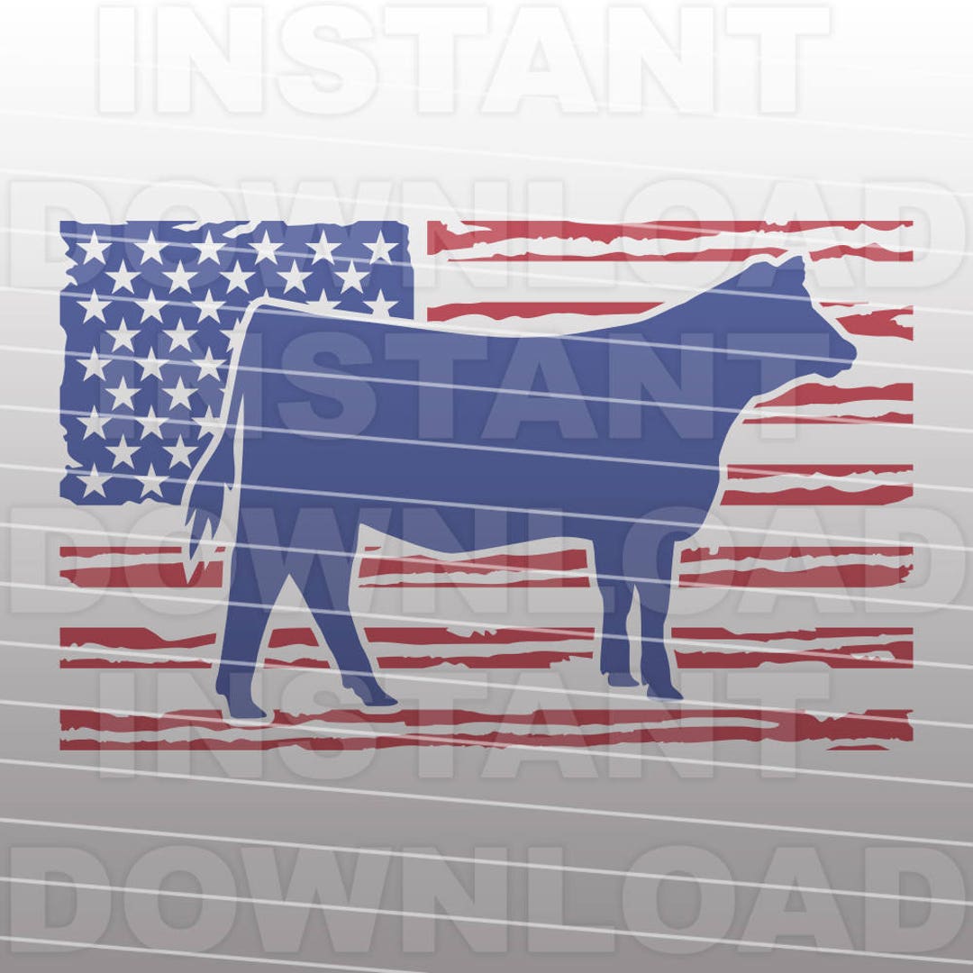 Patriotic Show Heifer USA Flag Svg File,livestock Svg,cattle Svg ...