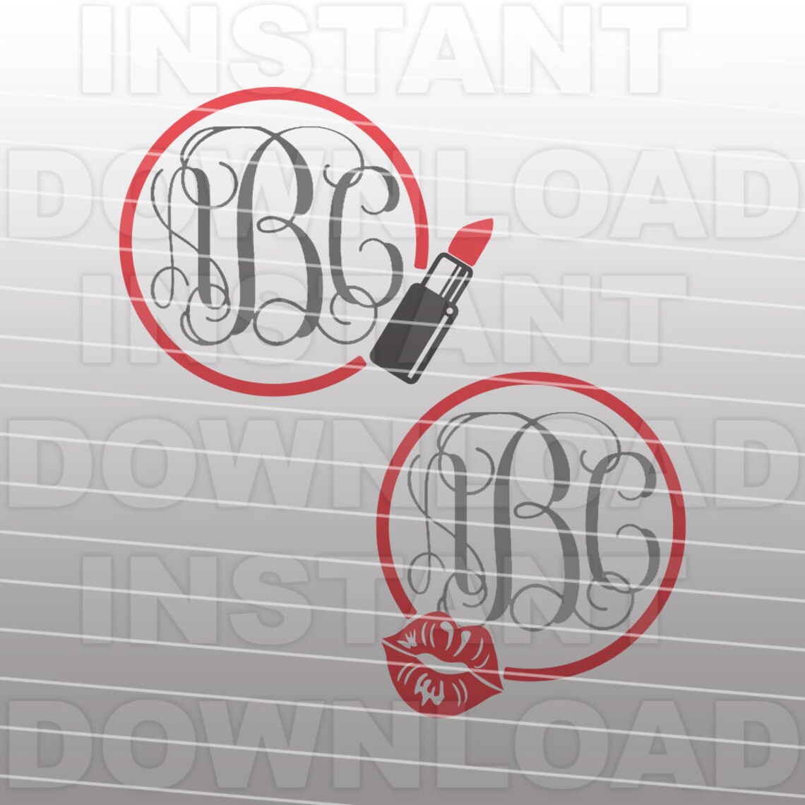 Makeup Monogram Frame SVG File Lips SVG File Commercial & - Etsy