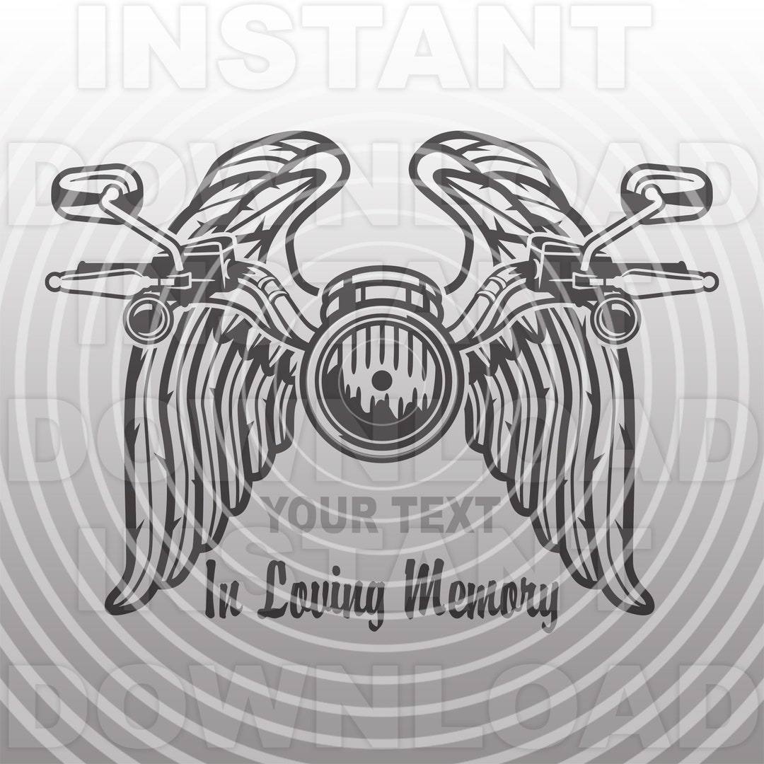 In Loving Memory Motorcycle Handlebars Memorial With Angel Wings SVG ...