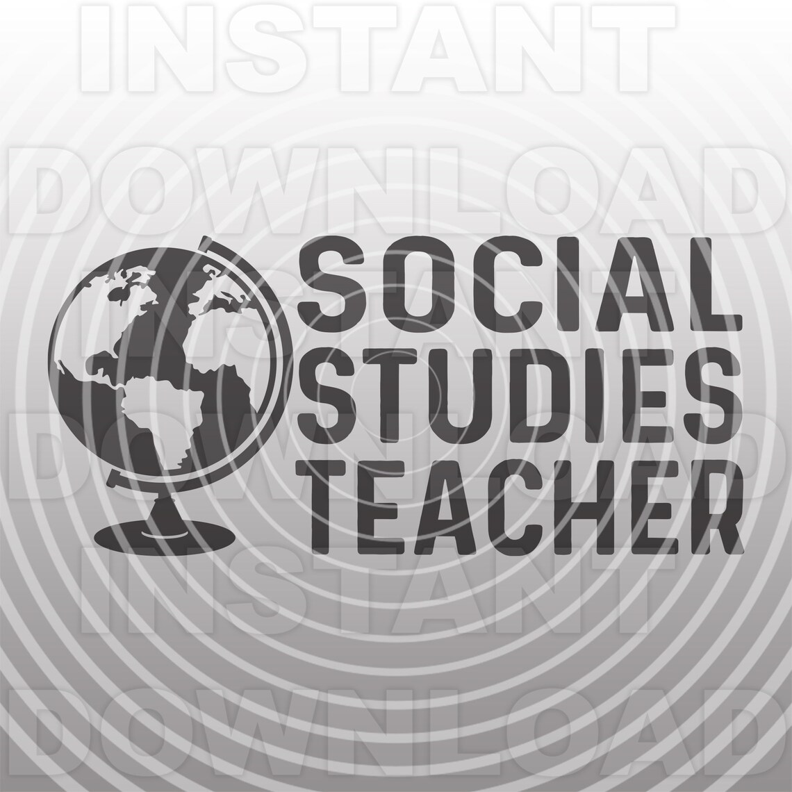 Social Studies Teacher With World Map Globe SVG File vector | Etsy