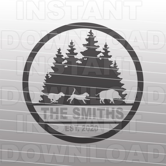 Hunting Outdoor Sign Svghunting Dogs Chasing Hog SVG | Etsy