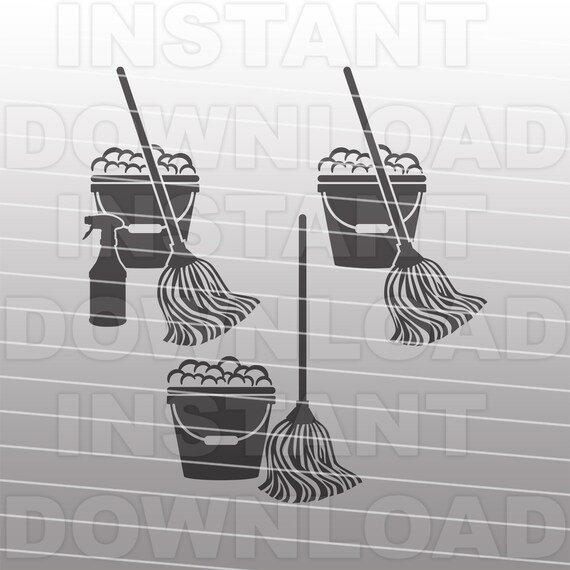 Household Floor Mop and Bucket With Suds SVG - Etsy