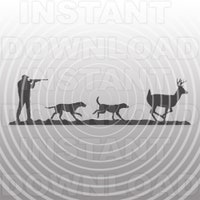 Hunting With Hounds Svg, Deer Hunting Scene, Hounds Running Deer Svg ...