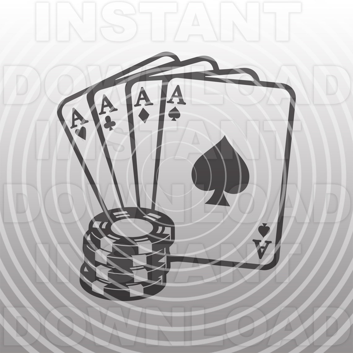 Casino Gambling Playing Cards With Poker Chips SVG Filepoker - Etsy