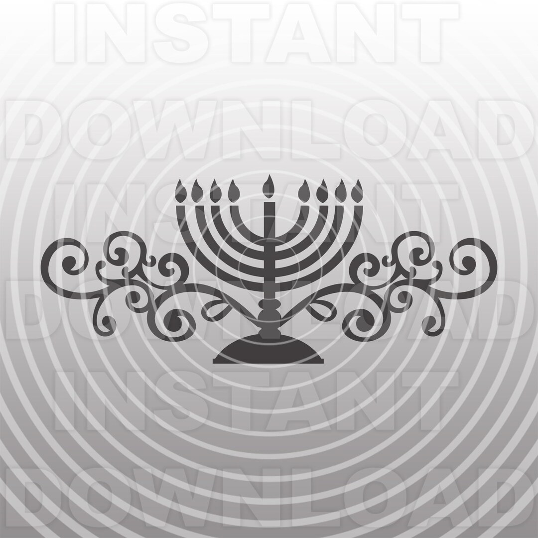 Chanukah Menorah With Flourish SVG File,jewish Svg,hanukah Svg,menorah ...