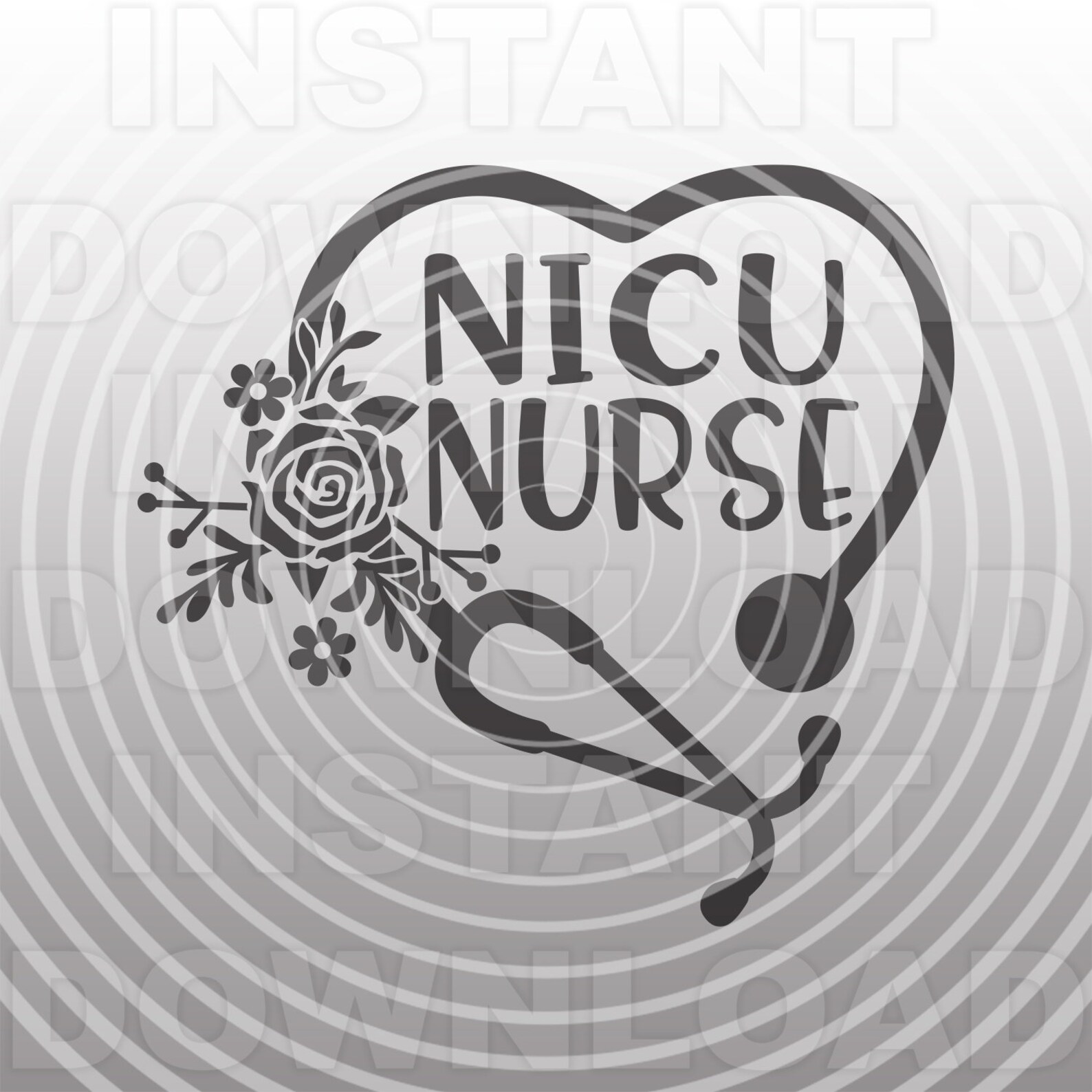 Neonatal Intensive Care Unit Nursing SVG File,floral Stethoscope SVG ...