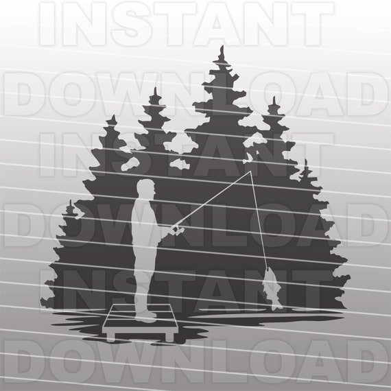 Man Fishing From a Dock SVG Filefishing Scene Svgfisherman - Etsy