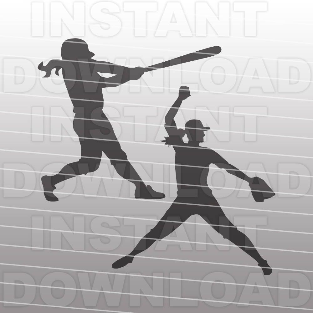Softball Pitcher SVG File Softball Hitting SVG Vector Art - Etsy