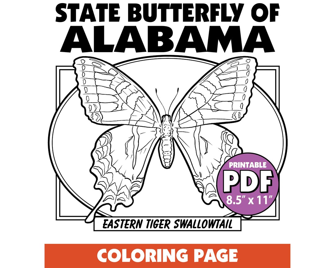 Eastern Tiger Swallowtail Butterfly State of Alabama Insect - Printable ...