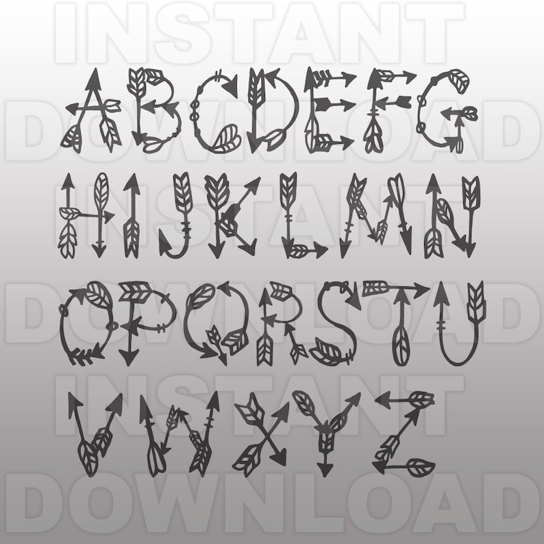 Arrow Font SVG File Tribal Arrows Alphabet SVG File - Etsy