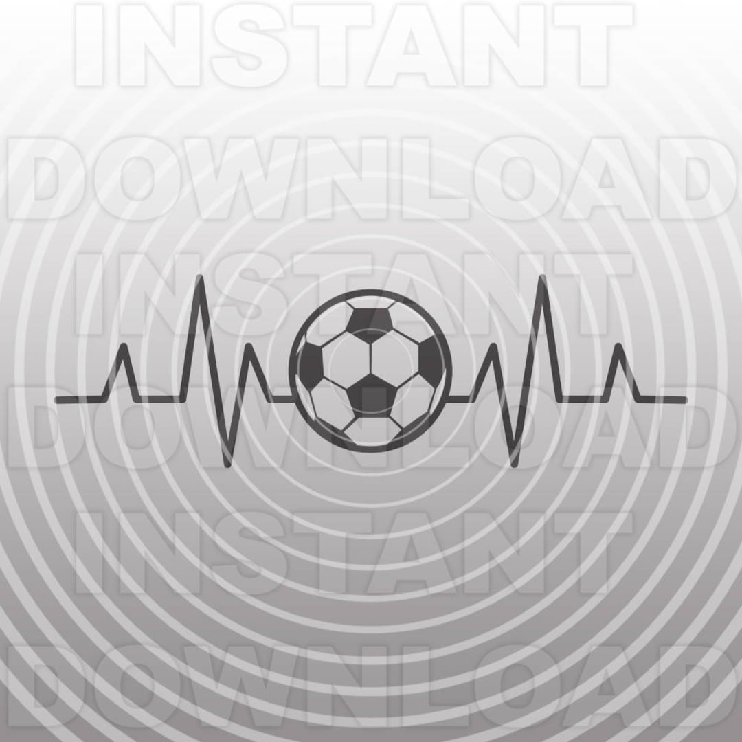 Heartbeat Pulse EKG Strip Soccerball SVG File,soccer Svg,soccer T-shirt ...
