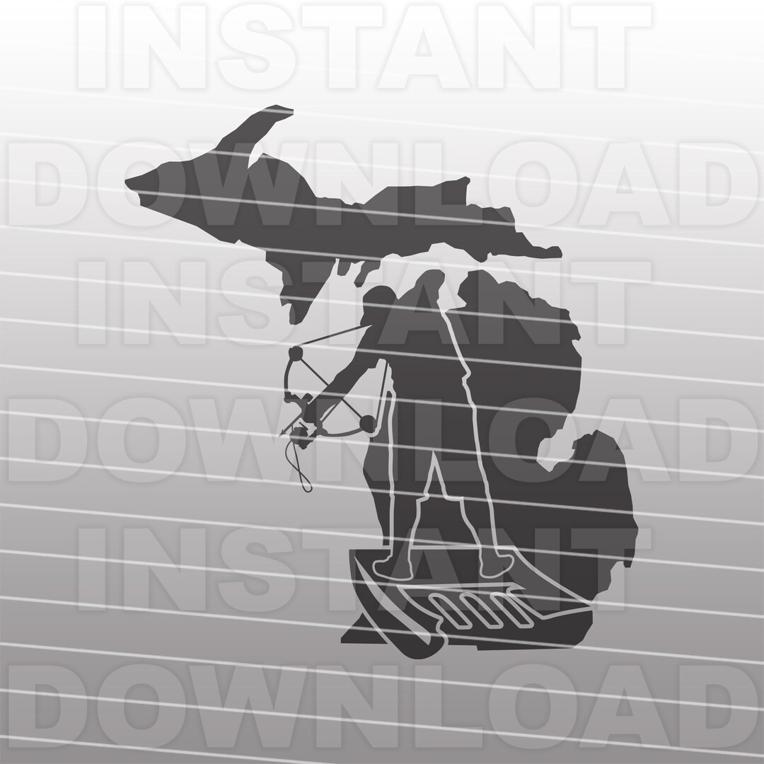 Michigan Bowfishing Fisherman SVG File,bow Fishing SVG -commercial ...